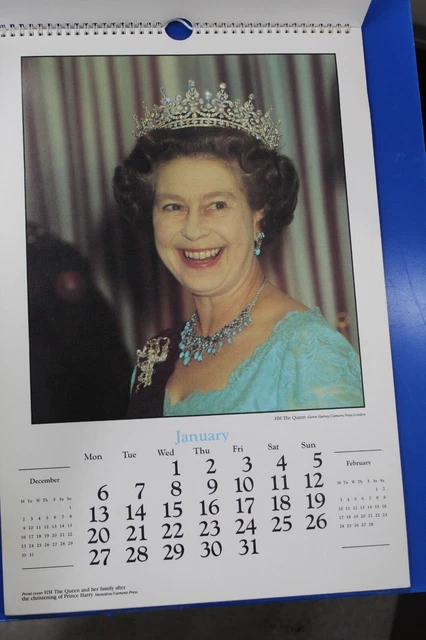 RARE ROYAL CALENDAR 1986 Queen Elizabeth II/King Charles/Princess Diana ...