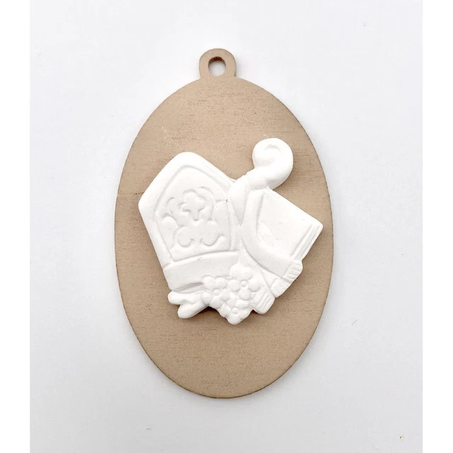 24X APPLICAZIONE LEGNO SANTA CRESIMA in gesso 4 cm BOMBONIERA 0X2A EUR ...