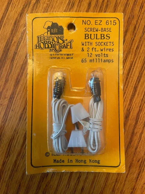 ILLINOIS HOBBYCRAFT NO EZ 615 Screw -Base BULBS with sockets & 2 ft ...