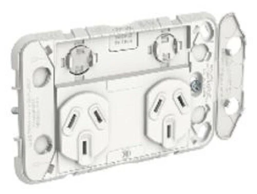 CLIPSAL ICONIC TWIN SWITCH SOCKET GRID 115x71mm 10A 250V Horizontal ...
