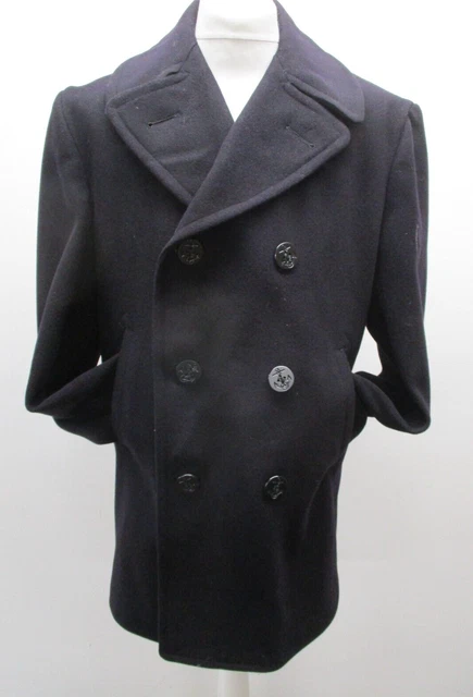 VINTAGE US NAVY Peacoat, Black Pea Coat, Men's Enlisted, Wool, 42 ...
