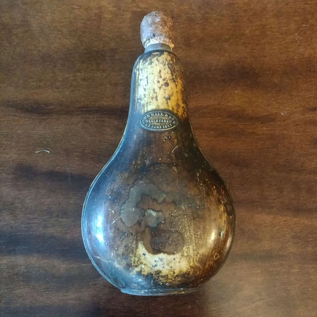 ANTIQUE 1851 VICTORIAN John hall & son musket shot gourd / cask £85.00 ...