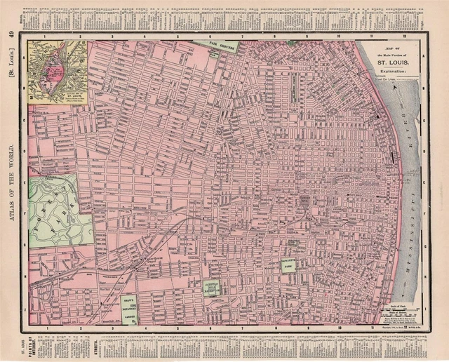 1900 ANTIQUE MCNALLY Unrivaled Atlas-Map Of St. Louis, Missouri £8.12 ...