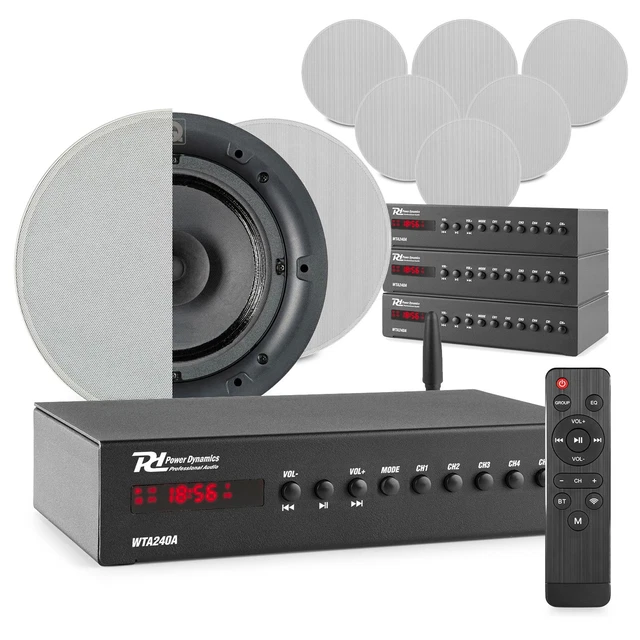 4-ZONE MULTI-ROOM SMART WiFi Ceiling Speaker System with Bluetooth - 8x ...