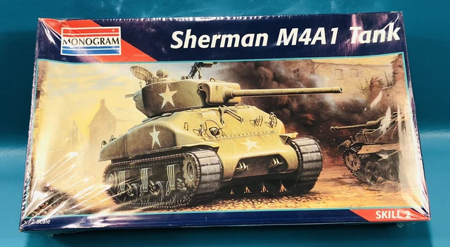 VINTAGE MONOGRAM SHERMAN M4A1 Tank 1:72 Scale Kit 85-2321 Factory ...