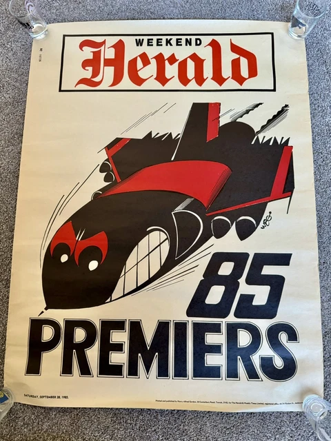 1985 ORIGINAL HERALD Essendon Bombers WEG Poster Grand Final Premiers ...