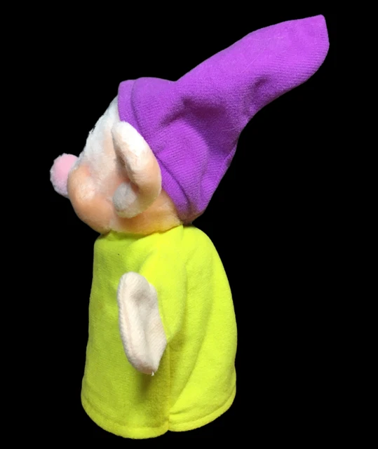 DISNEY DOPEY DWARF Hand Puppet Toy Snow White Seven Dwarfs 1980s Plush ...