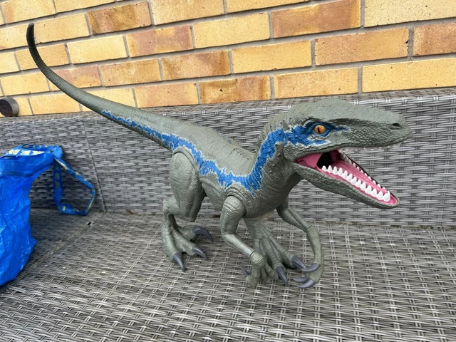 MATTEL JURASSIC WORLD Super Colossal Velociraptor Blue Large Dinosaur ...
