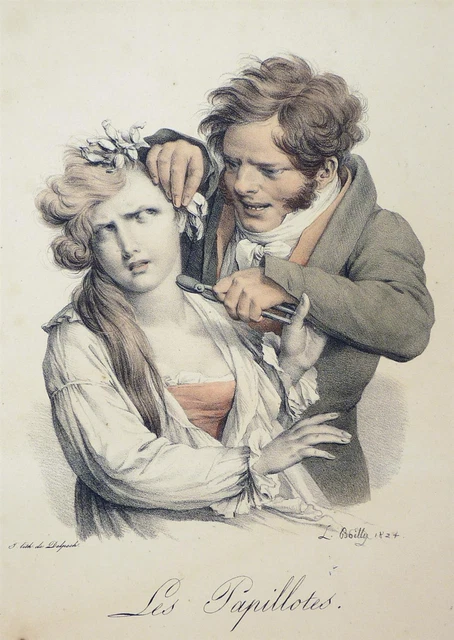 BOILLY, LOUIS-LÉOPOLD - "Les Papillotes" - Karikatur - kol ...