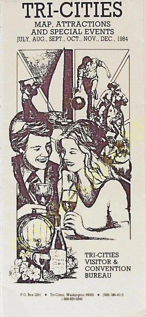 VINTAGE TRAVEL BROCHURE Tri-Cities Washington Map Attractions Jul to ...