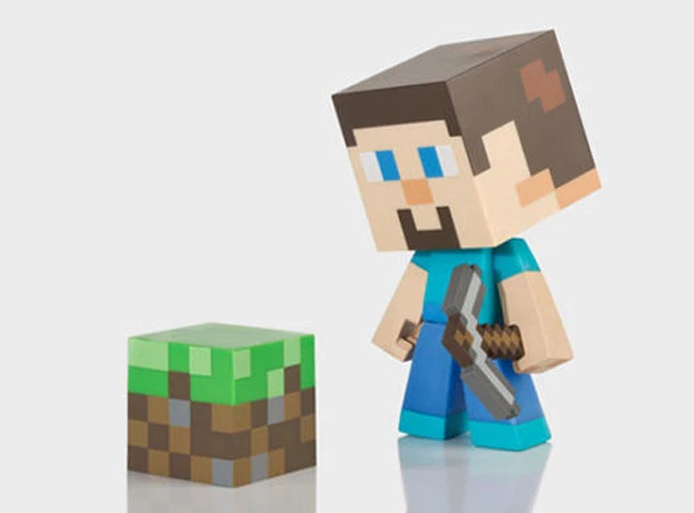 MINECRAFT 6-INCH STEVE Con Recoger Hacha Y Hierba Bloque Vinilo Toy ...