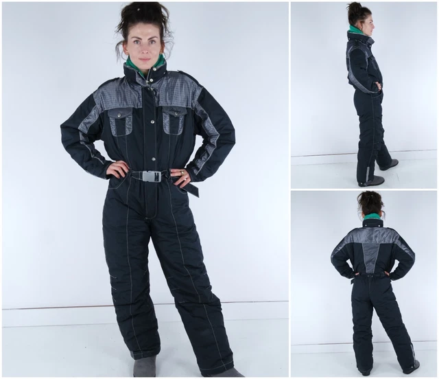 TUTA DA SCI da donna grande taglia UK 16 vintage blu scuro DIADORA tuta ...