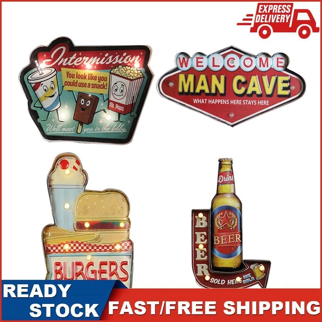 WALL-MOUNTED DECORATIVE LIGHTS Battery Powered Metal Light Up Signs for ...