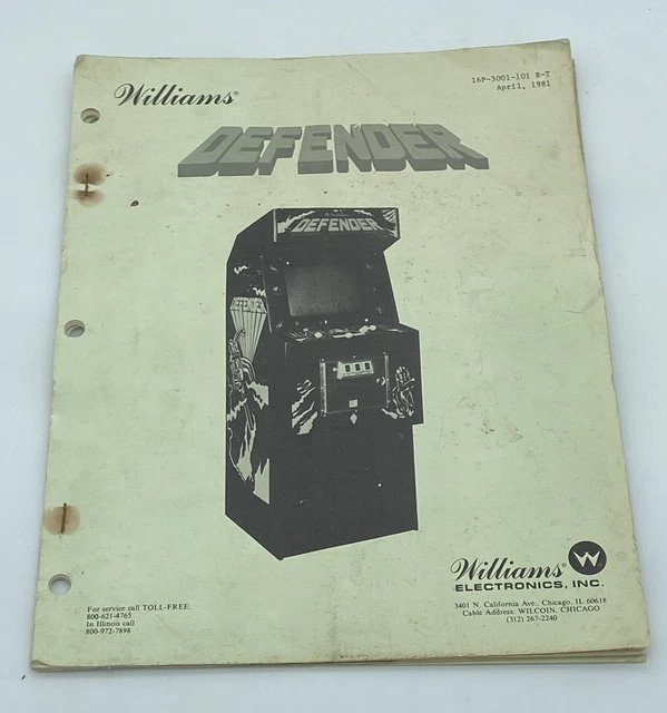 ORIGINAL WILLIAMS ARCADE DEFENDER Schaltplan Handbuch 1981 Vintage ...
