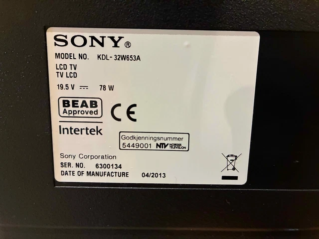 SONY BRAVIA 32& LCD Smart TV KDL-32W653A £54.76 - PicClick UK