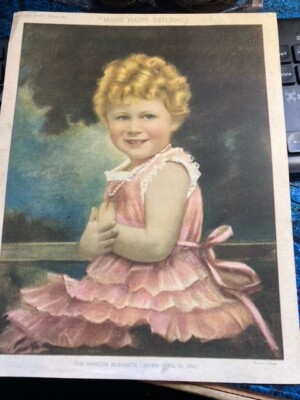 HRH QUEEN ELIZABETH II Portrait as a Little Girl Princess Elizabeth ...