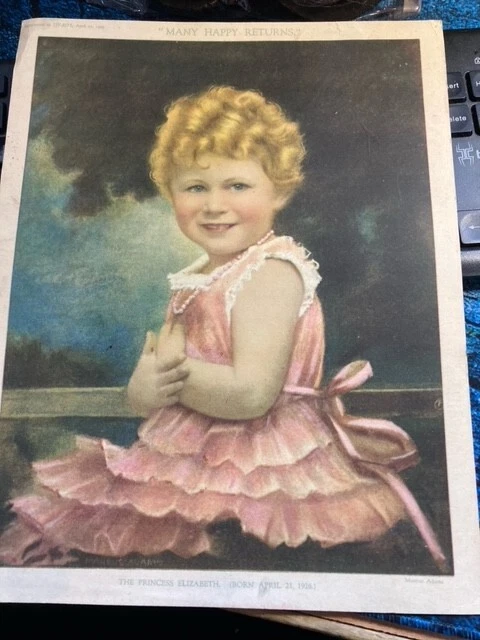 HRH QUEEN ELIZABETH II Portrait as a Little Girl Princess Elizabeth ...
