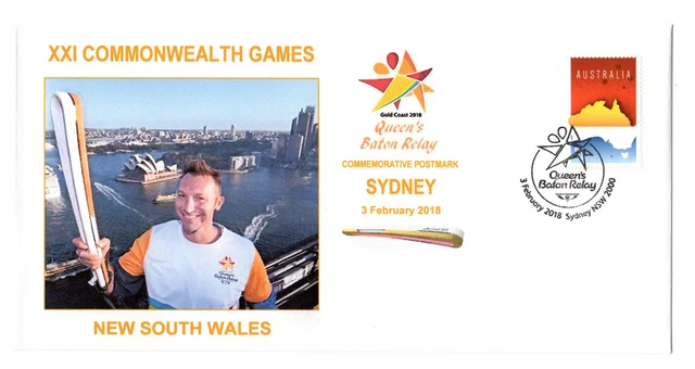2018 COMMONWEALTH GAMES Queen's Baton Relay Sydney pmk Souvenir ...