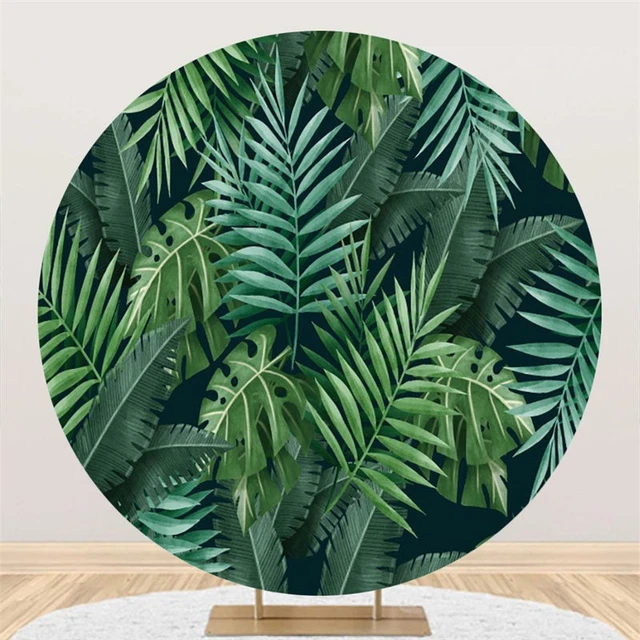GREEN LEAF THEME Happy Birthday Round Backdrop For Party $36.01 ...