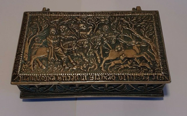 MAGNIFIQUE BOÎTE EN bronze par Max Le Verrier - Chasse au moyen-âge ...