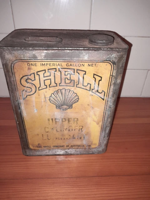 SHELL OIL 1 Imp GALLON Petrol Tin Upper Cylinder Lubricant $170.00 ...