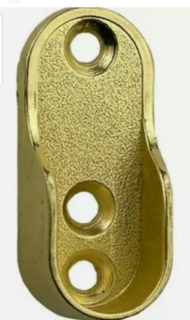 2 X OVAL WARDROBE HANGING RAIL END SUPPORT BRACKETS BRASS GOLD END 20MM ...
