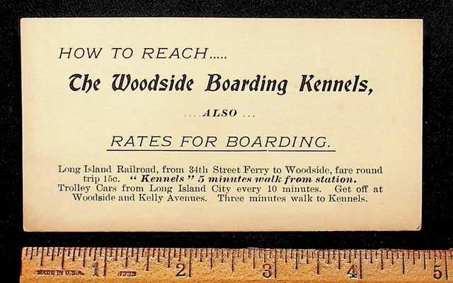 1940S WOODSIDE NY BOARDING KENNELS RATE CARD & 34 ST FERRY BOAT ...