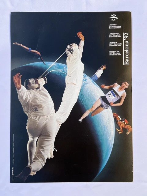 X1 POSTER BARCELONA 1992 OLYMPIC BADMINTON NASA ORIGINAL RARE 44x31cm ...
