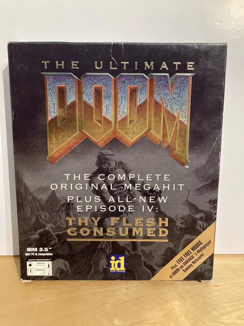 THE ULTIMATE DOOM GT Interactive id Software 3.5 Floppy 1995 Big Box PC ...