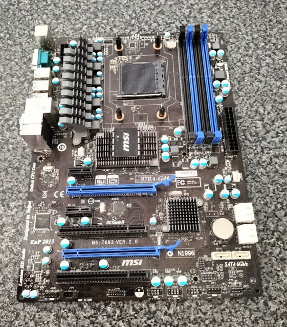 MSI 970A-G46 SOCKET AM3/AM3+ DDR3 AMD 970 SATA USB 3.0 6Gb/s Motherboard £35.00 - PicClick UK