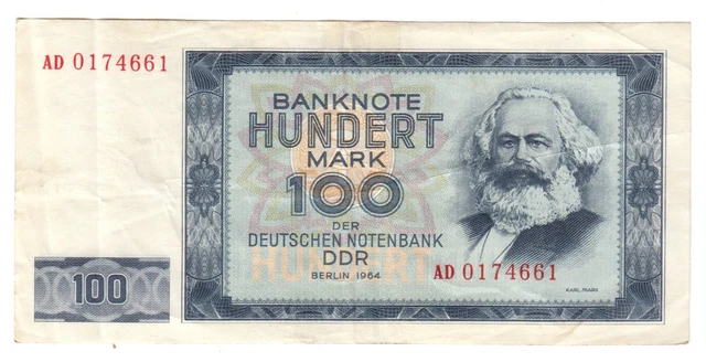 BANKNOTE, HUNDERT MARK der Deutschen Notenbank DDR, Berlin 1964, Karl ...