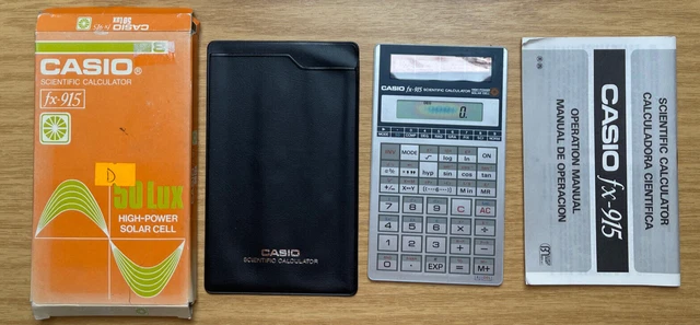 VINTAGE CASIO FX-915 Scientific Solar Cell Slim Calculator & Original ...