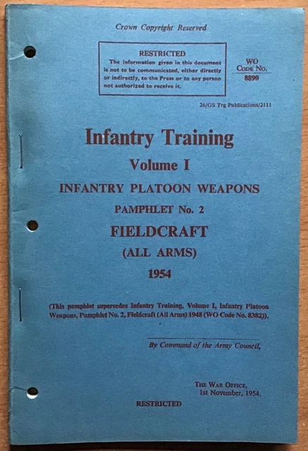 ORIGINAL 1954 BRITISH Army Infantry Training Pamphlet: Fieldcraft ...