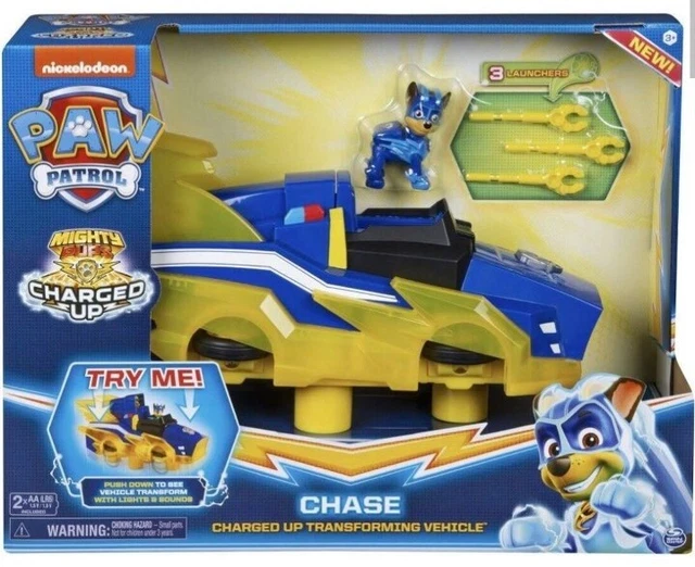 PAW PATROL MIGHTY Pups Charged Up Chase Transforming Deluxe Vehicle ...