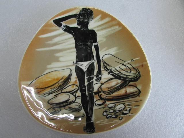 AUSTRALIAN POTTERY STUDIO Anna Aboriginal With Stick Hand Painted Art ...
