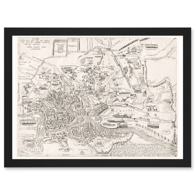 MAP LIGORIO 16TH Century Ancient Rome Roman City Plan Framed A3 Wall ...