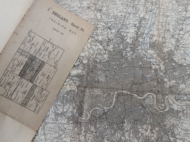 ORIGINAL WW1 (1914) BRITISH ARMY TRAINING MAP of LONDON AND THE ...