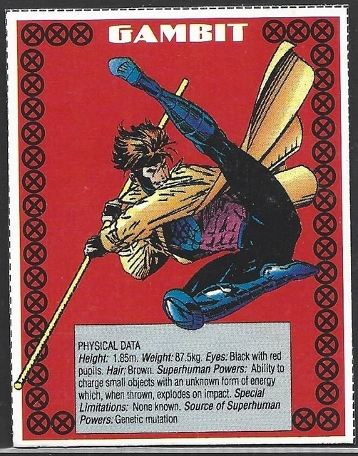 1996 UK SUGAR Puffs Cereal X-Men GAMBIT Card White Back Variety $16.42 ...