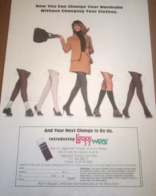 1994 PRINT AD -L'eggs Wear pantyhose tights socks hosiery sexy girl ...