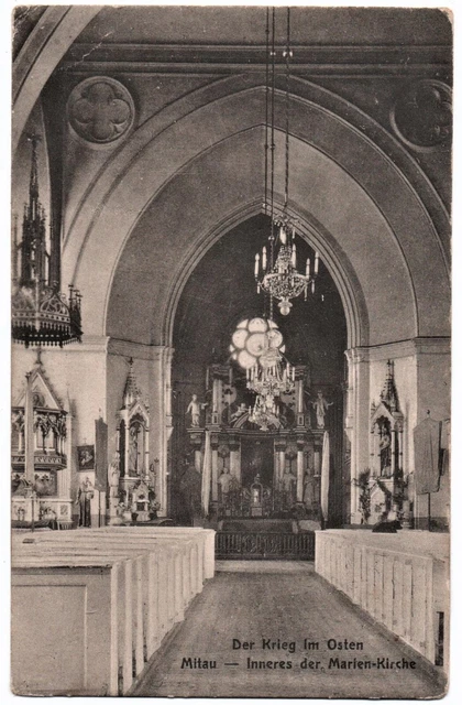 ANCIENNE CARTE POSTALE Mitau, intérieur de l'église Marie, non utilisée ...