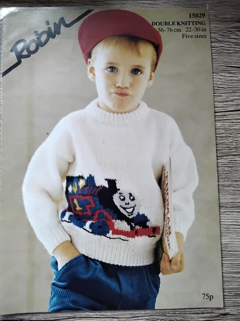 ROBIN KNITTING PATTERN 15029. Thomas The Tank Intarsia Sweater. DK. 22 ...