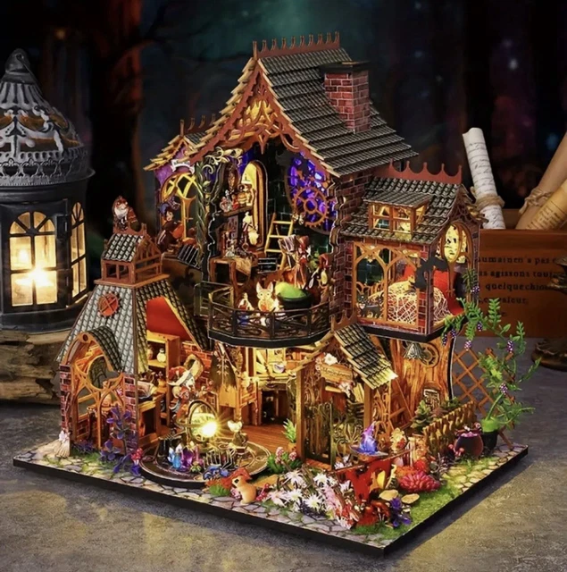 MAGIC FOREST DIY Miniature Cabin Kit LED Villa Model | Creative Gift ...