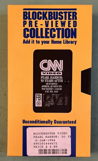 BLOCKBUSTER PRE-VIEWED COLLECTION VHS Tape CNN Pearl Harbor 50 Years ...