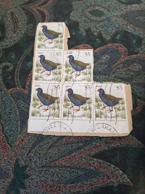 6 NEW ZEALAND $5 Stamp Takahe Native Birds 5 Dollar Postage Stamp 1988 ...