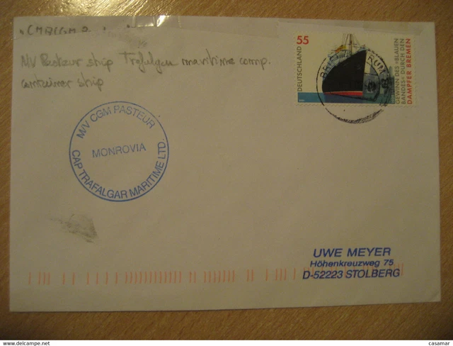 MV PASTEUR TRAFALGAR Maritime Comp. Container MONROVIA Ship Cover 2005 ...