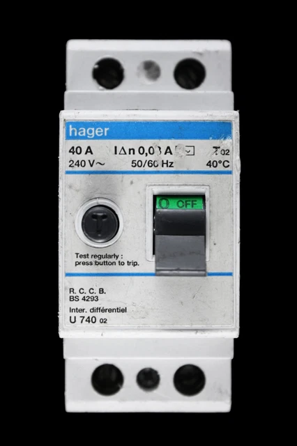 HAGER 40 AMP 30mA DOUBLE POLE RCCB RCD TYPE AC U740 02 £22.24 - PicClick UK