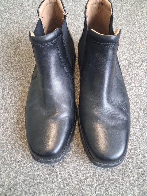 HENLEY MENS CHELSEA Boots Black Leather Size 8 VGC Slip On Comfort ...