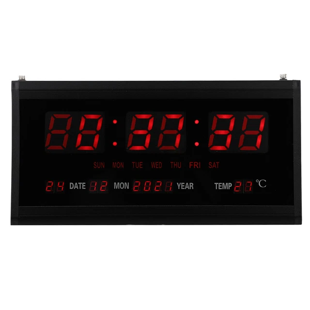 (EU PLUG)FASHION WALL Mount Digital Clock LED Electric Modern Day Date ...