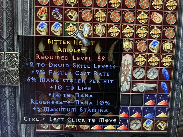 D2R DIABLO 2 Resurrected 2 Druid Skill Amulet 9fcr 6lm 10 Life 14MPc ...