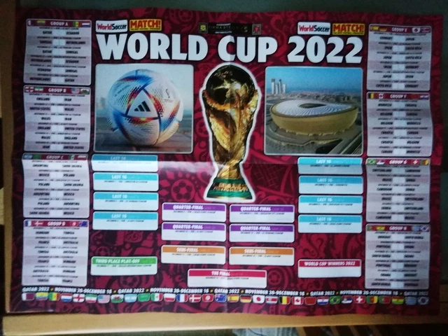 WORLD CUP 2022 Qatar 22 Wallchart Poster Fixtures Venues Teams Times £ ...